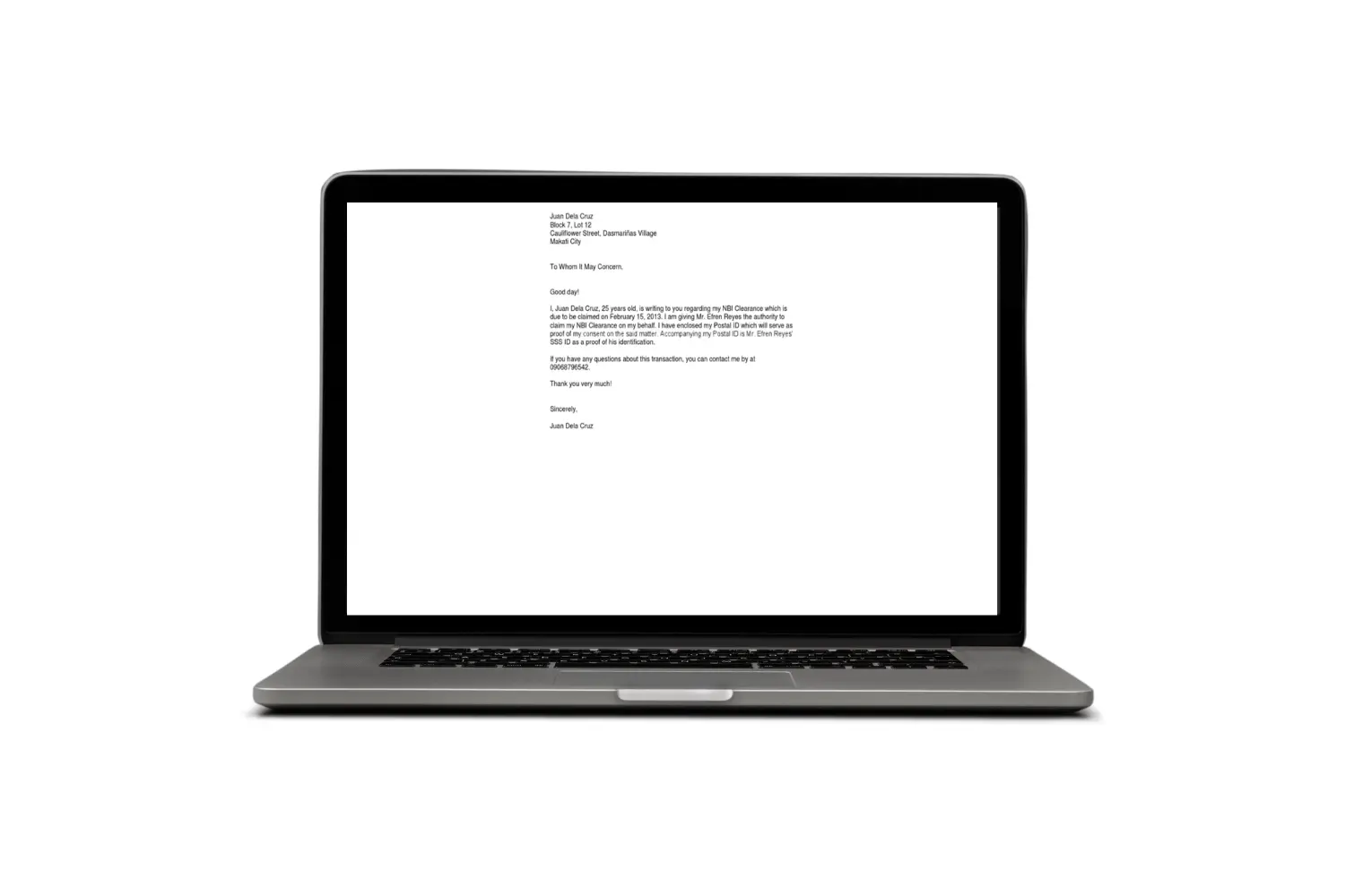 NBI Clearance Authorization Letter to claim your Clearance